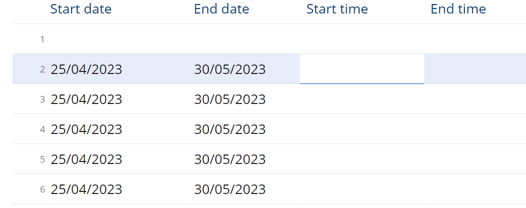 Column validation in an editable detail | Community Creatio